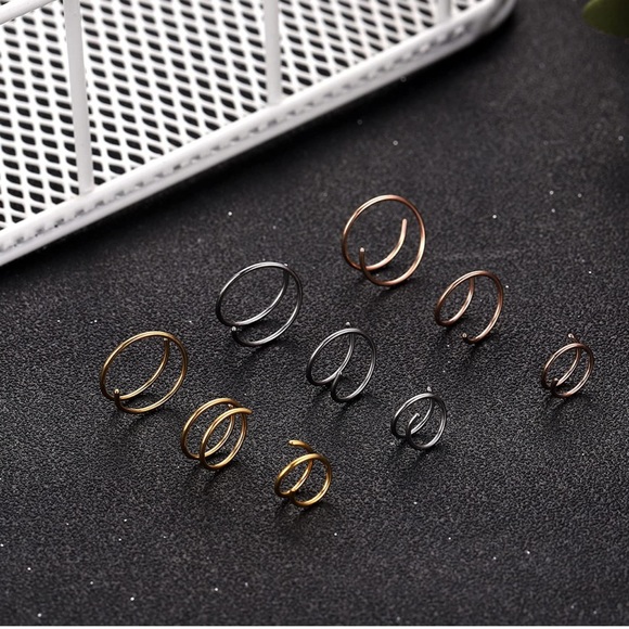 Jewelry | Double Nose Ring For Single Piercing Twist Nose Ring Hoop ...